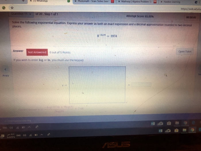 Solved x Photomath-Scan. Sove LearMathway 1 Algebra Problem | Chegg.com