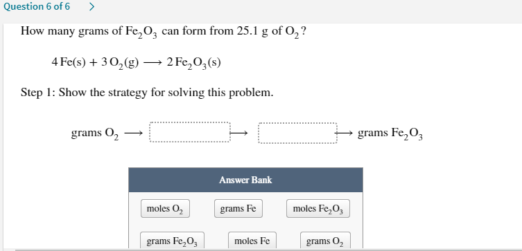 Solved Question 6 of 6 > How many grams of Fe,0, can form | Chegg.com