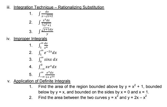 Solved iii. Integration Technique - Rationalizing | Chegg.com