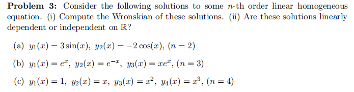 Solved Problem 3: Consider the following solutions to some | Chegg.com