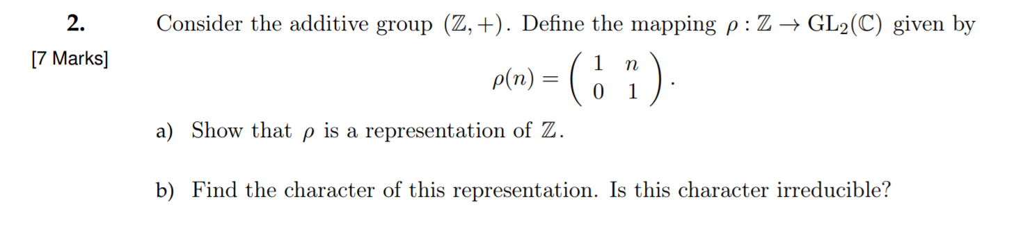 Solved 2. Consider the additive group (Z, +). Define the | Chegg.com