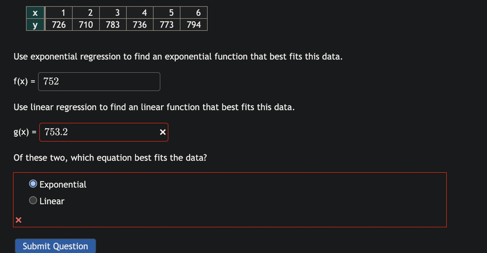 Solved Use exponential regression to find an exponential | Chegg.com