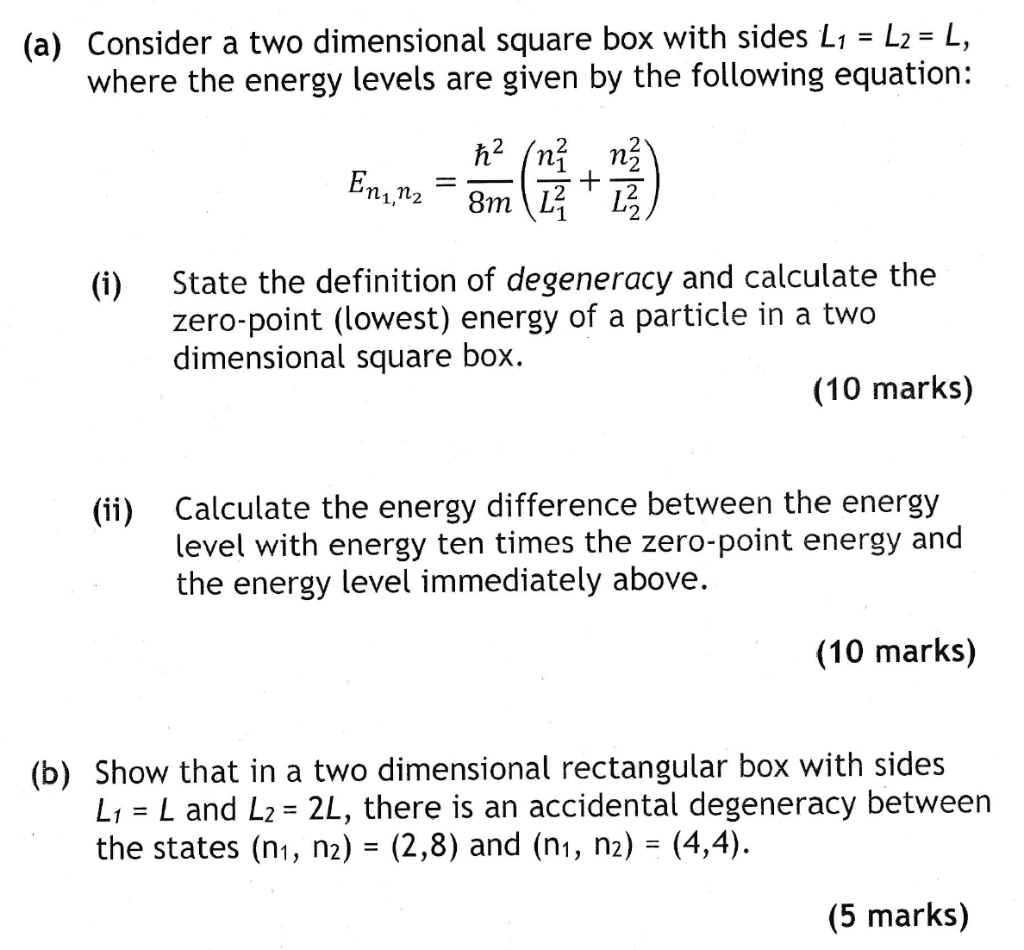 Solved (a) Consider a two dimensional square box with sides | Chegg.com