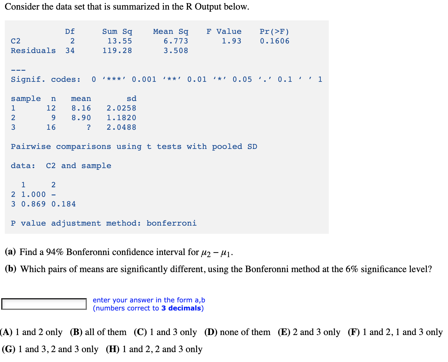 Consider the data set that is summarized in the R | Chegg.com