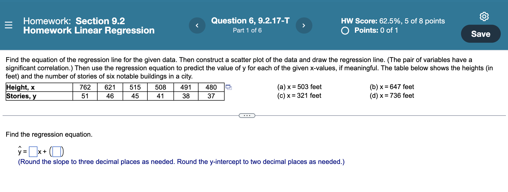 Solved Homework: Section 9.2 Homework Linear Regression | Chegg.com
