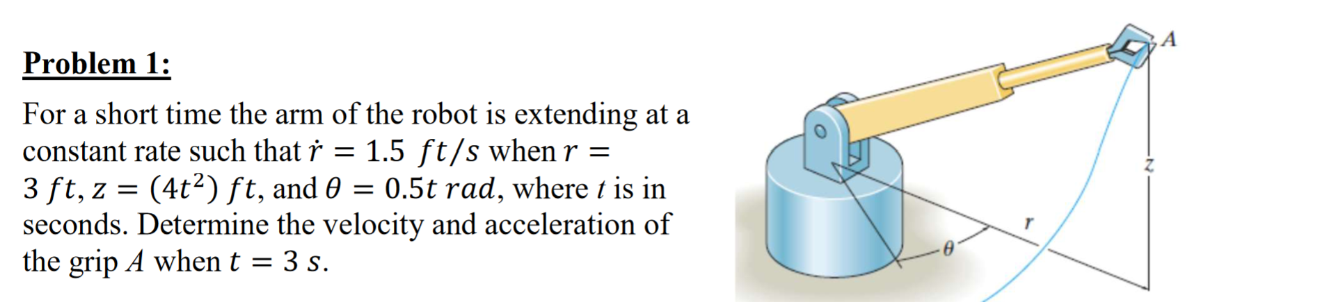 Solved Problem 1: For a short time the arm of the robot is | Chegg.com