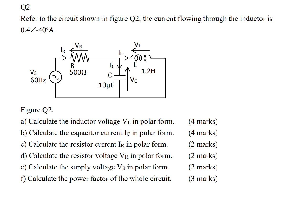 Solved Refer to the circuit shown in figure Q2, the current | Chegg.com