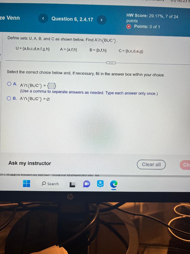 Solved Define sets U,A,B, and C as shown below. Find | Chegg.com