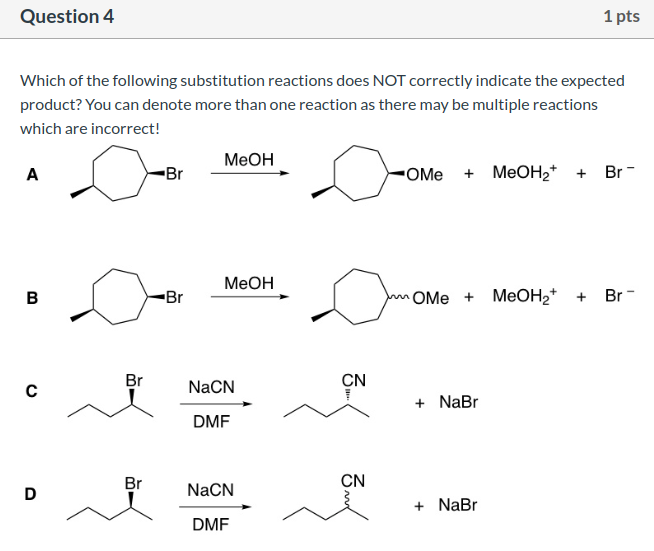 Solved Question 4 1 pts Which of the following substitution | Chegg.com