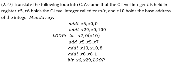 Solved (2.27) Translate the following loop into C. Assume | Chegg.com