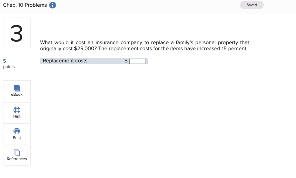 Solved Chap. 10 Problems Saved 3 What would it cost an | Chegg.com