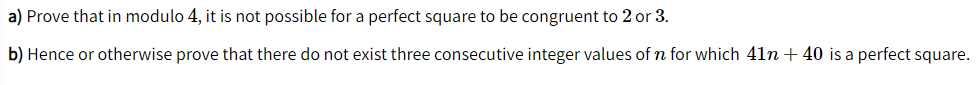 Solved a) Prove that in modulo 4 , it is not possible for a | Chegg.com