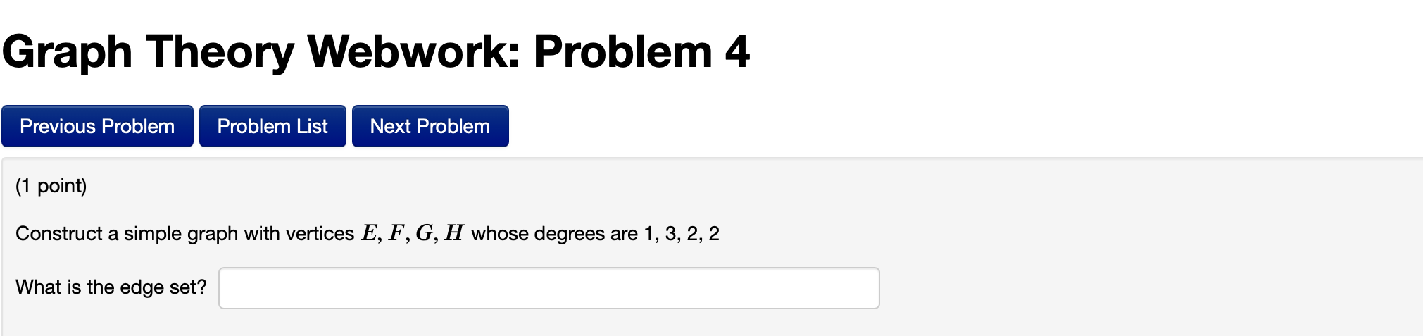 Solved Graph Theory Webwork: Problem 4 Previous Problem | Chegg.com