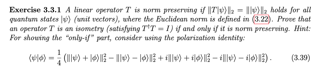 Solved Exercise 3.3.1 A linear operator T is norm preserving | Chegg.com