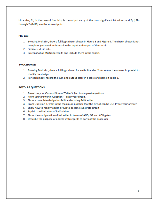 Solved Title Binary Adder Objectives 1. To understand the | Chegg.com