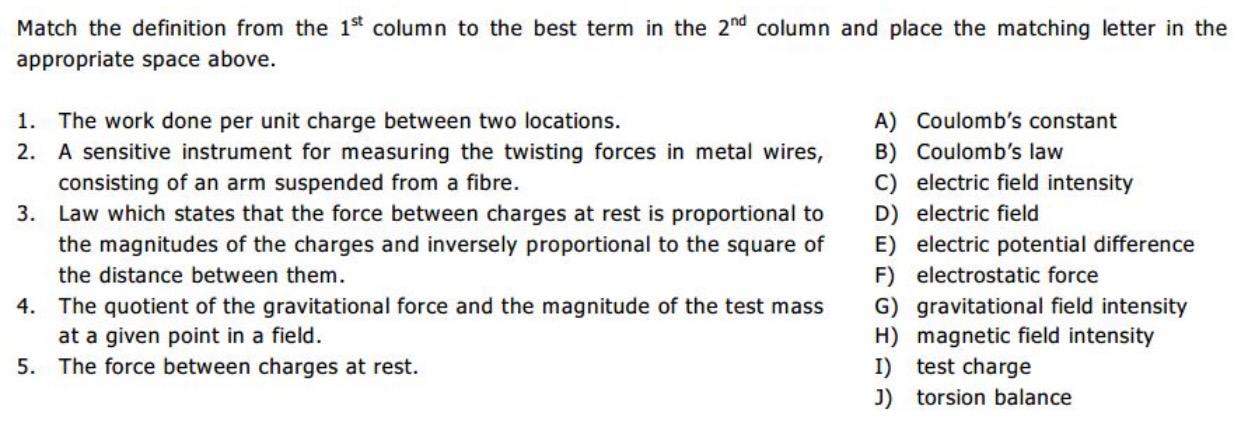 Solved Match the definition from the 1st column to the best | Chegg.com