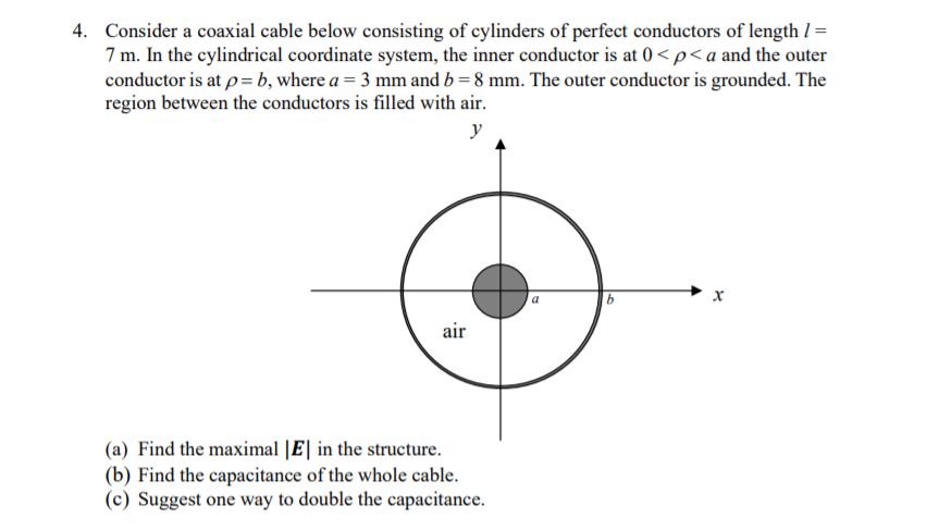 Solved 4. Consider a coaxial cable below consisting of | Chegg.com