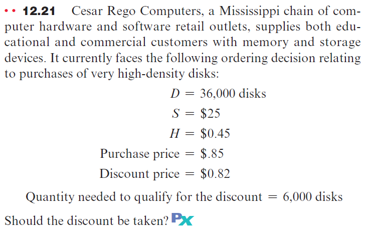 Solved ⋅12.21 Cesar Rego Computers, a Mississippi chain of | Chegg.com