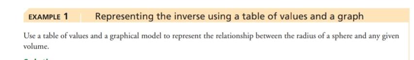 Solved EXAMPLE 1 Representing the inverse using a table of | Chegg.com