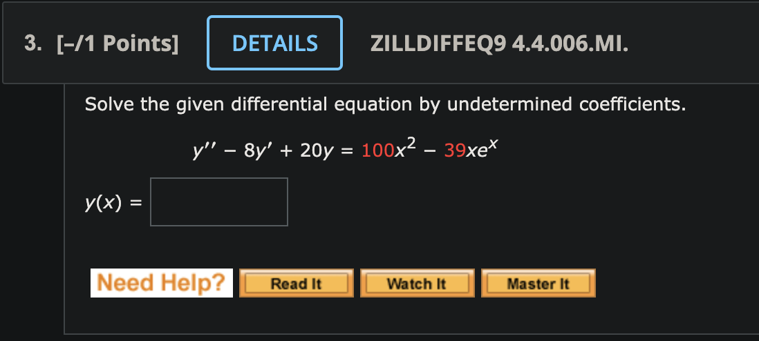 Solved Solve the given differential equation by undetermined | Chegg.com
