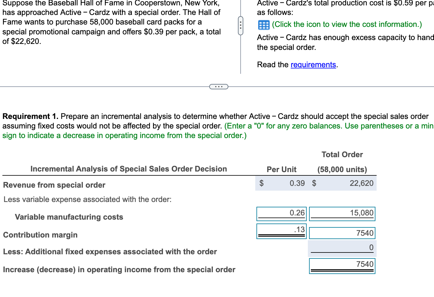 Solved Requirement 1. Prepare an incremental analysis to | Chegg.com