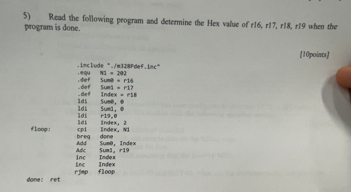 Solved Read the following program and determine the Hex | Chegg.com