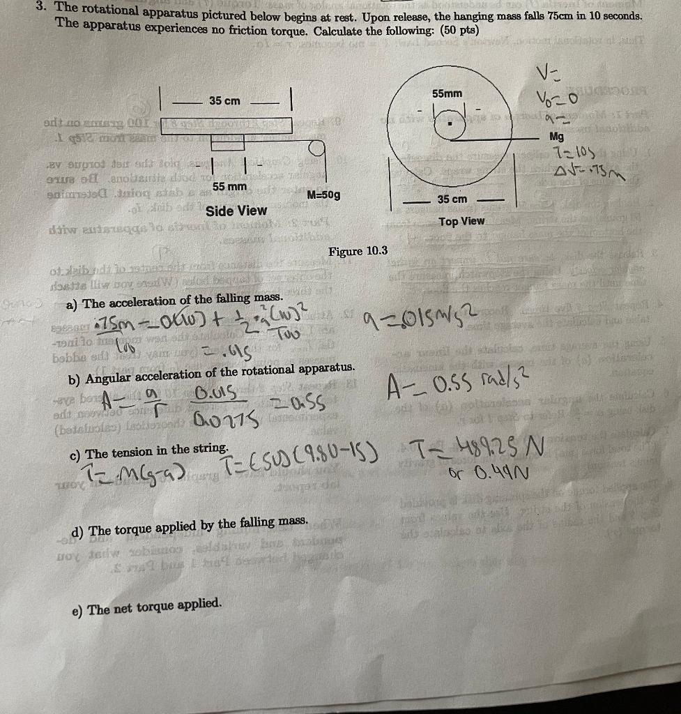 Solved 3. The rotational apparatus pictured below begins at | Chegg.com