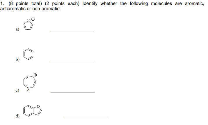 Solved 1. (8 points total) (2 points each) Identify whether | Chegg.com