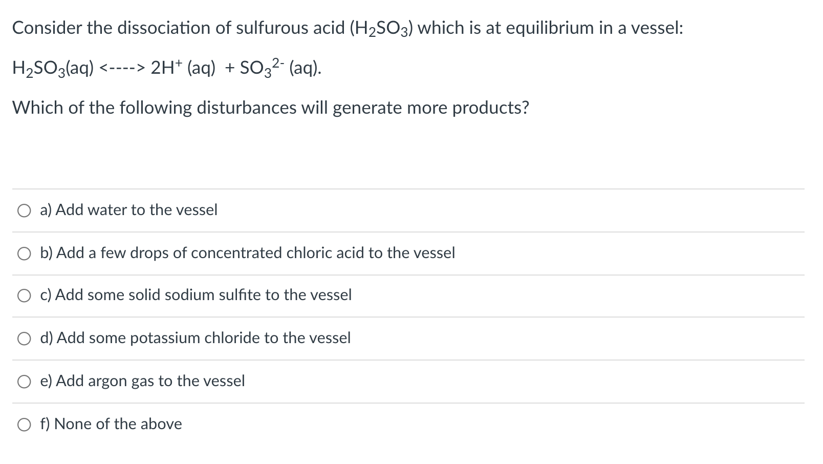Solved Consider the dissociation of sulfurous acid (H2SO3) | Chegg.com