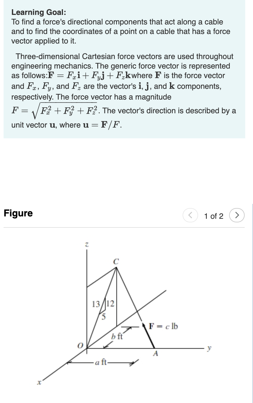 Solved Learning Goal: To find a force's directional | Chegg.com