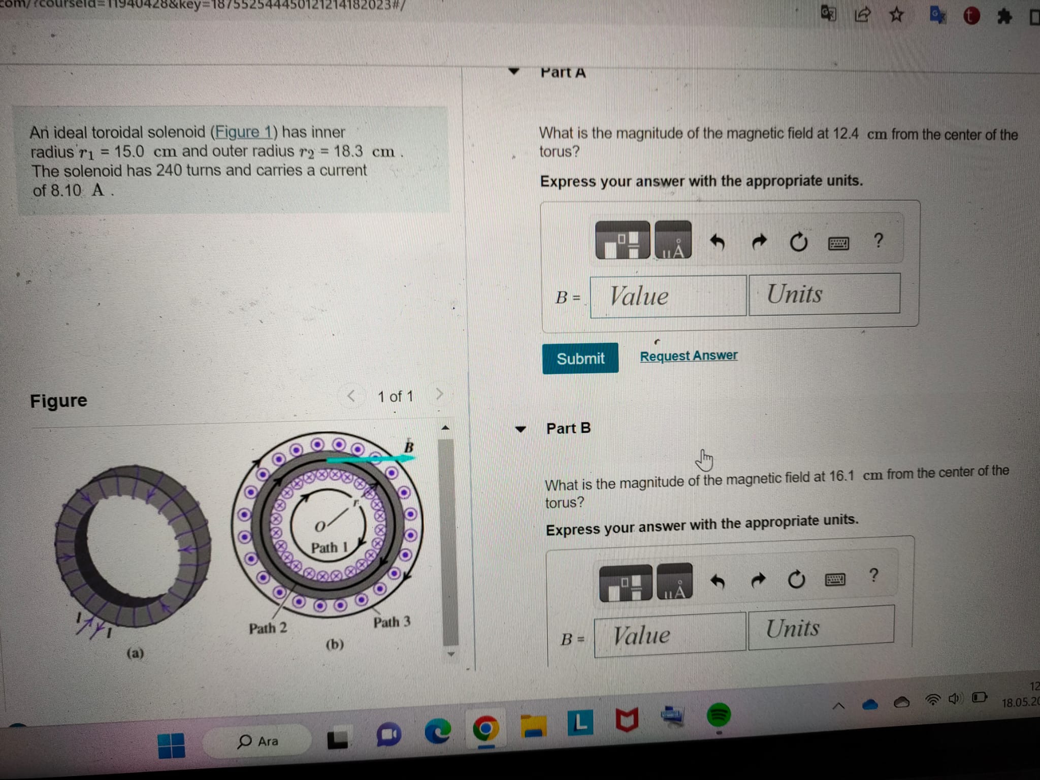 Solved An Ideal Toroidal Solenoid Figure 1 Has Inner