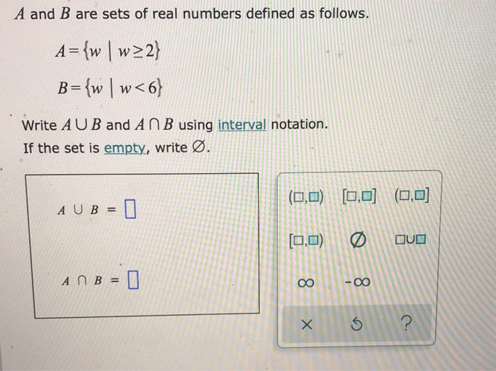 Solved A and B are sets of real numbers defined as follows. | Chegg.com