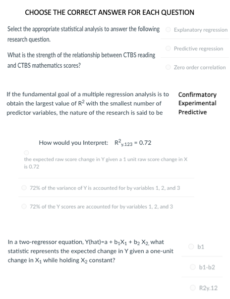 Solved CHOOSE THE CORRECT ANSWER FOR EACH QUESTION Select | Chegg.com
