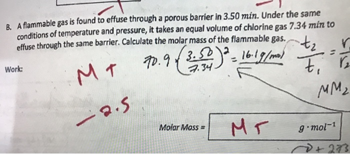 Solved Aflammable gas is found to effuse through a porous | Chegg.com