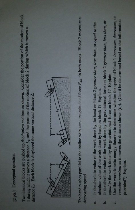 Solved [2 pts.] Conceptual question. Two identical blocks | Chegg.com