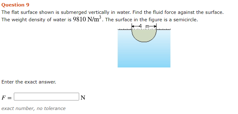 Solved Question 9 The flat surface shown is submerged | Chegg.com