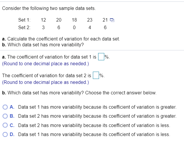 Solved Consider the following two sample data sets. Set 1: | Chegg.com