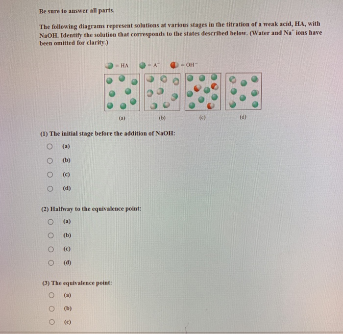 Solved Be sure to answer all parts. The following diagrams | Chegg.com