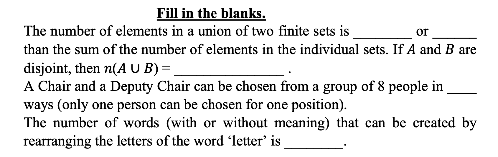 Solved * It is a question from Finite Mathematics | Chegg.com