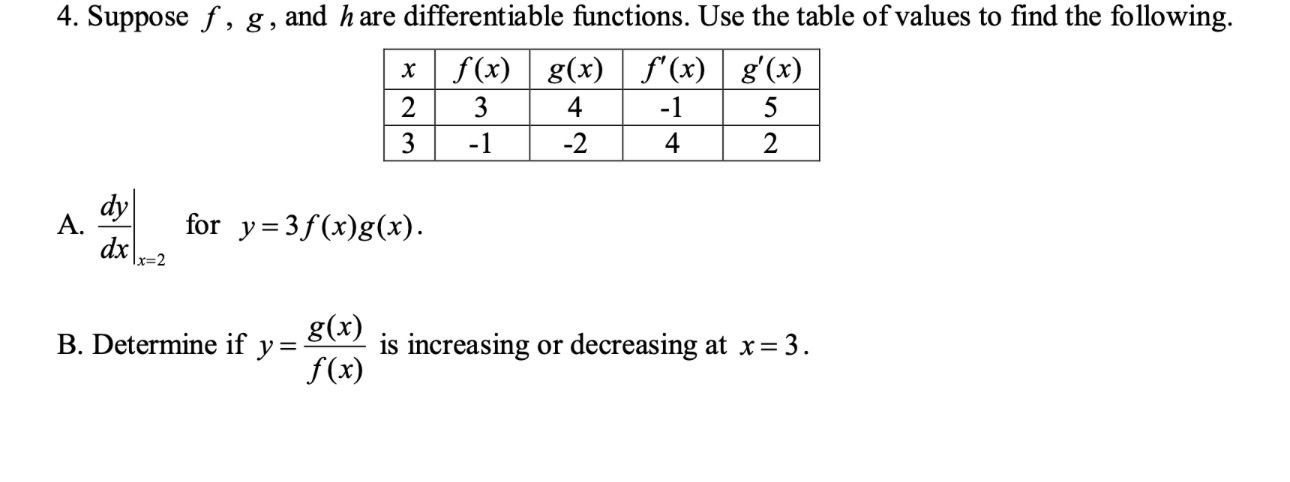 Solved 4. Suppose f, g, and h are differentiable functions. | Chegg.com