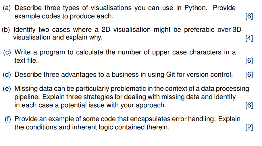 Solved (a) Describe three types of visualisations you can | Chegg.com