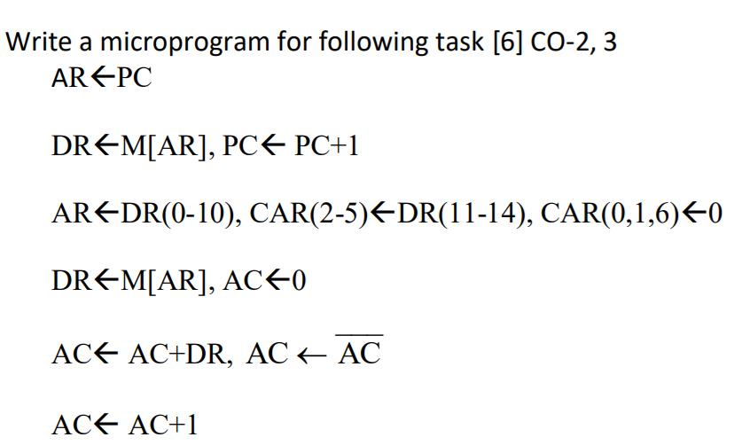 Write A Microprogram For Following Task 6 Co 2 3