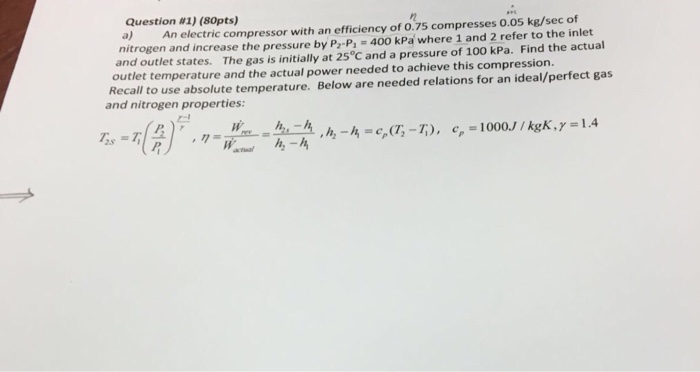Solved Question #1) (80pts) a) An electric compressor with | Chegg.com