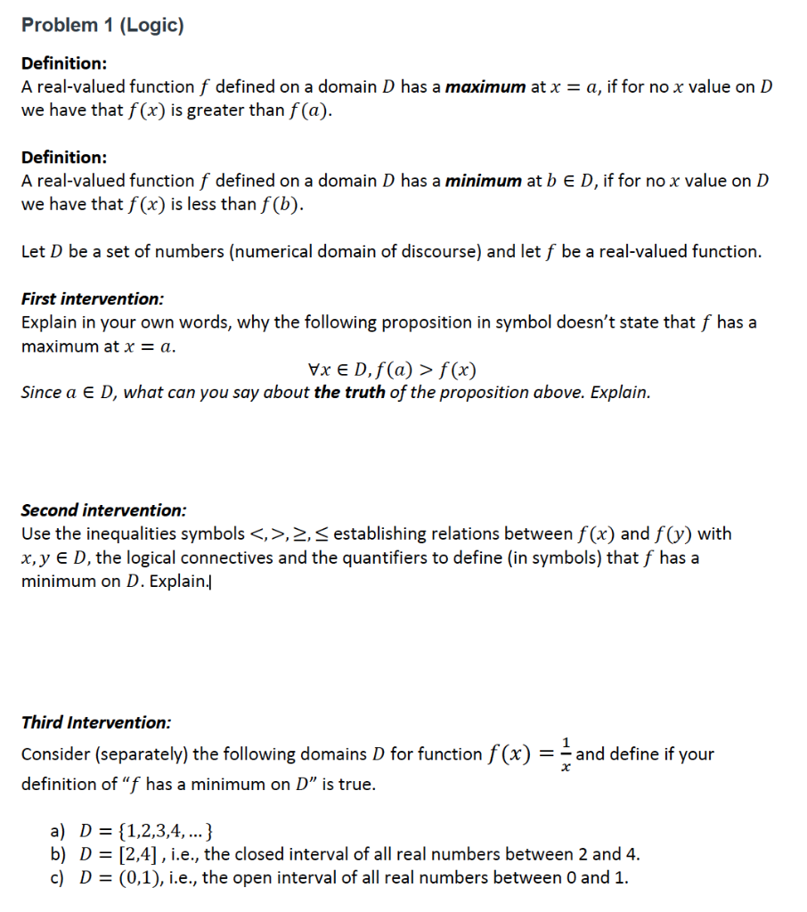 Definition: A real-valued function f defined on a | Chegg.com