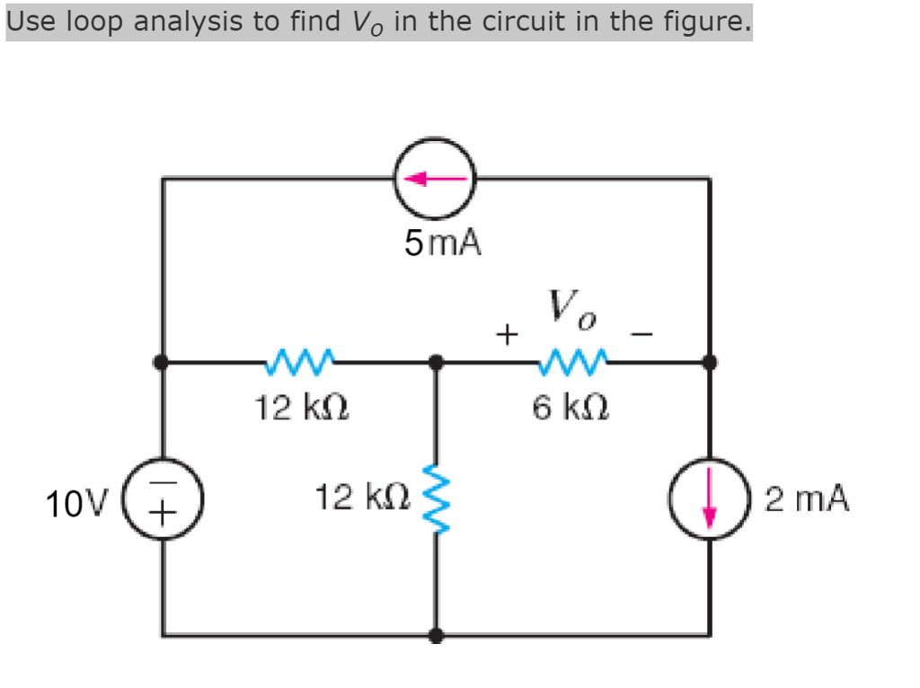Solved Use loop analysis to find Vo in the circuit in the | Chegg.com