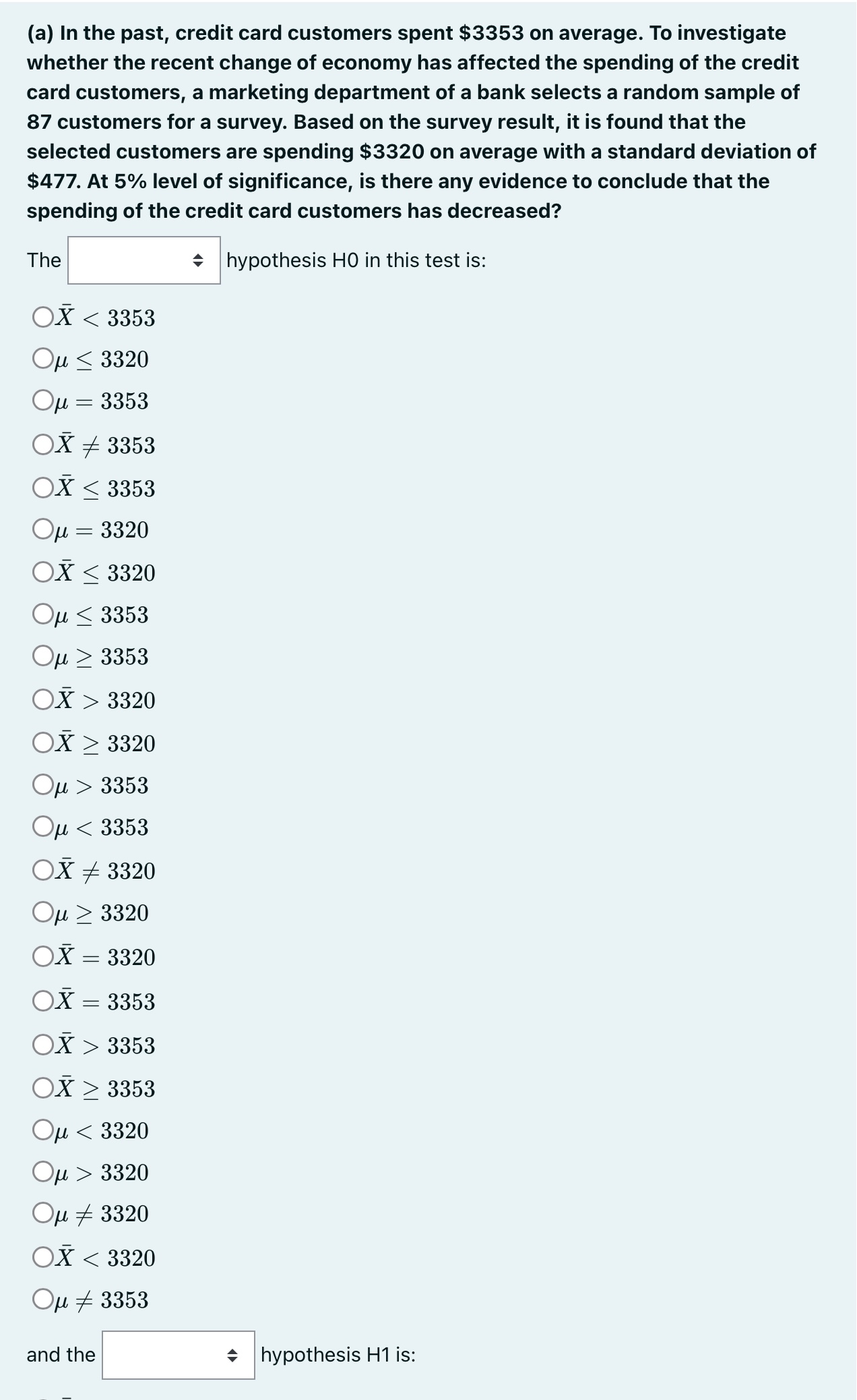 Solved (a) In the past, credit card customers spent $3353 on | Chegg.com