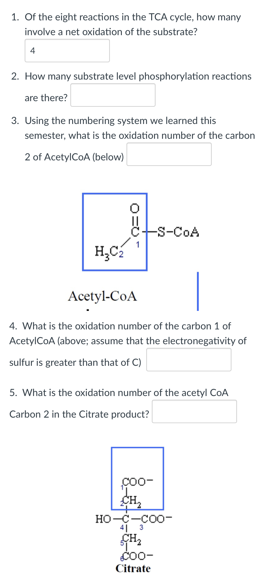 Solved 1. Of the eight reactions in the TCA cycle, how many | Chegg.com