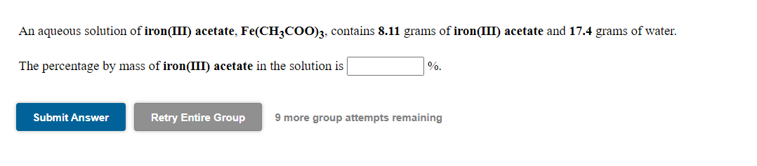 Solved An aqueous solution of iron(III) acetate, | Chegg.com