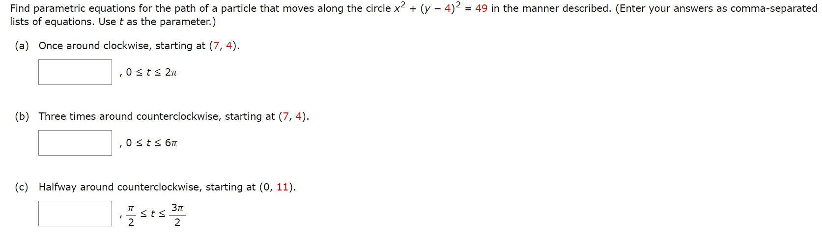 Solved Find parametric equations for the path of a particle | Chegg.com