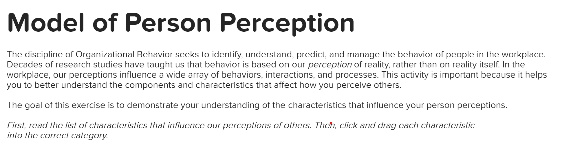 Model of Person Perception | Chegg.com